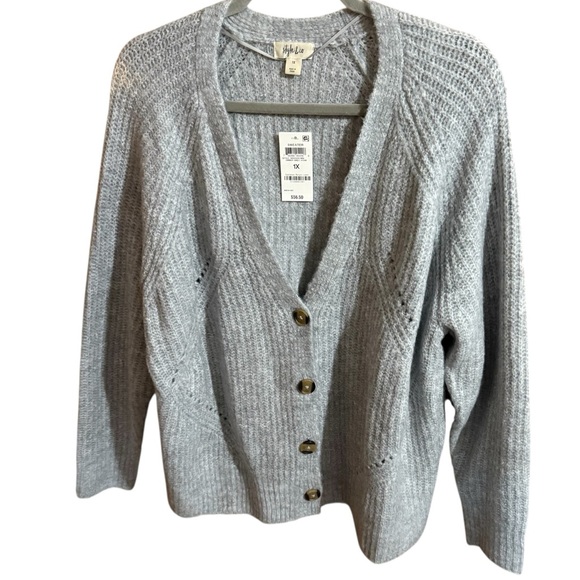 Style & Co. | Sweaters | Nwt Womens Style Co Gray Buttonup Vneck ...